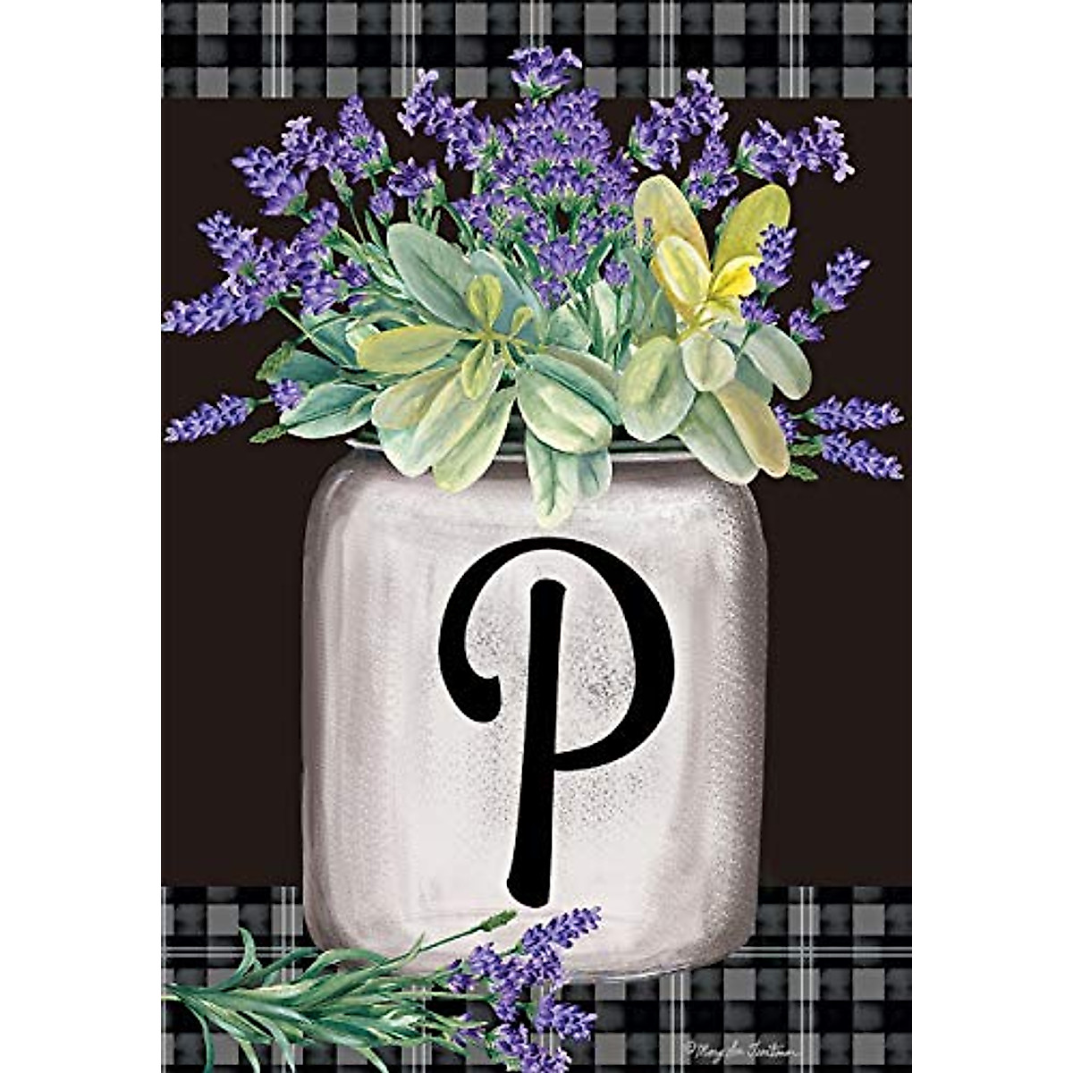 Farmhouse Monogram Letter P Garden Flag Floral Briarwood Lane 12.5" x 18"