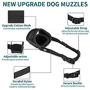 Dog Muzzle for Medium Dogs, Dog Muzzle for Large Dogs Biting, Soft Nylon Muzzle Anti Biting Barking Chewing,Air Mesh Breathable Drinkable Adjustable Pet Muzzle for Medium Large Dogs L Black