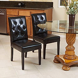 Christopher Knight Home Gentry Bonded Leather Dining Chairs, 2-Pcs Set, Black
