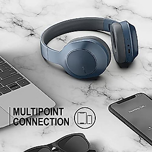 New Soul Emotion Max - Active Noise Cancelling Wireless Over-Ear Headphones with Multipoint Connection, Blue