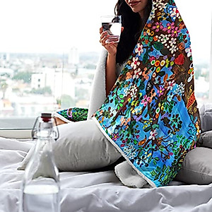321DESIGN Blue Tree of Life Wearable Blanket Fleece Hooded Robe Cloak Throw Quilt Poncho Microfiber Sherpa Plush Warm Wrap Multiple-Size Adult(80"x60"in)