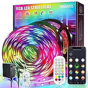 Led Strip Lights, 16.4ft Smart Lights with App Remote Control, RGB Color Changing Led Lights for Bedroom, Home, TV, Parties and Christmas Decoration