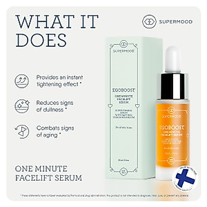 Supermood Egoboost Instant Face Lift Serum - Youthful Skin Face Serum, Made with Real Mushrooms Chaga Extract for Skin, Temporary Tightening Face Serum for Anti Aging Serum