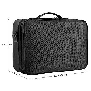 MoKo Travel Cosmetic Bags, Professional Nylon Cosmetic Makeup Case Bag Box Organizer with Handle & Adjustable Dividers Compartments for Cosmetics Makeup Brushes Tools Skincare Products – Black