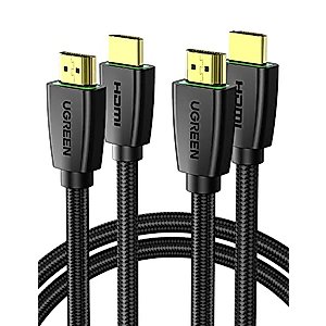UGREEN 2 Pack HDMI Cable 4K Braided High Speed HDMI Cord 18Gbps with Ethernet Support 4K 60HZ Compatible with UHD TV Monitor Computer PS5 PS4 Blu-ray and More 6FT