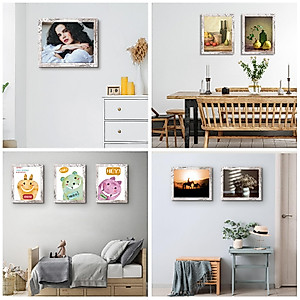 Golden State Art, 16x20 Picture Frame - Wide Molding - Wood Grain Rustic Style - Back Hangers for Wall Display - Great for Baby Pictures, Weddings, Portraits (White, 2 Pack)