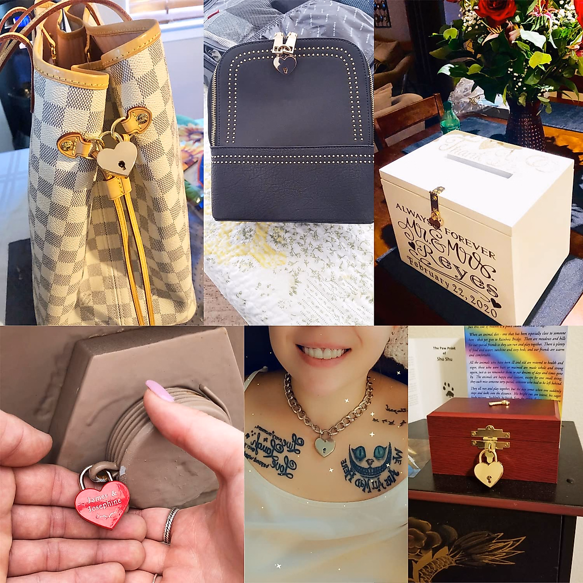 Honbay 2PCS Mini Love Heart Shaped Lock Padlock with Key for Jewelry Box, Purse, Handbag, Backpacks, Cabinet, Treasure Chest, Suitcases, Lockers, Letter Box, Diary, etc