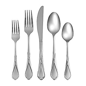 Cambridge Silversmiths Heather Sand 20-Piece Flatware Silverware Set, Stainless Steel, Service for 4, Includes Forks/Spoons/Knives