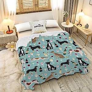 Buyyet Cute Greyhound Dog Fleece Flannel Gift Blanket Lightweight Soft Throw Puppy Dog Lovers Gift Blanket for Women Men Funny Decoration Blanket for Bed Couch Travel Outdoor 40''x 50'' for Kids/Child