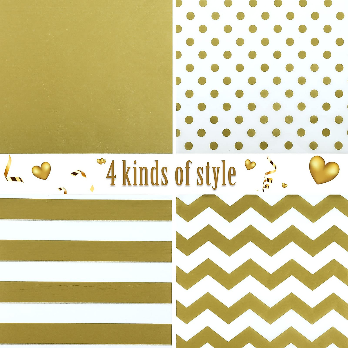 Naler 300 Sheets Metallic Tissue Paper Bulk Metallic Gold Gift Wrapping Tissue Paper for Gift Bags DIY Crafts Christmas Birthday Wedding Party Favors Decoration Flower Pom Pom, 8"X12"