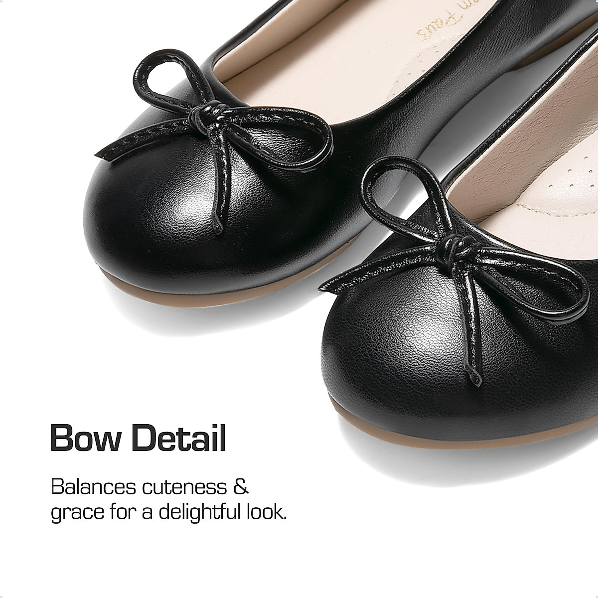 DREAM PAIRS Girls Dress Shoes Fashion Bow Ballet Flats Slip-on Flower Girl Shoes for Wedding, School, Party, Birthday,Size 2 Little Kid,Black,KFL216