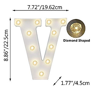 White LED Marquee Letter Lights, Diamond Bulb Marquee Light Up Letters for Christmas Wedding Decorations, Lighted Letter Sign Night Light for Girls Bedroom Birthday Party Wall Decor-V