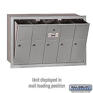 Salsbury Industries 3505ARU Recessed Mounted Vertical Mailbox with 5 Doors and USPS Access, Aluminum