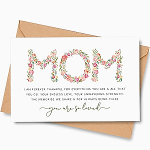 AnyDesign Mother's Day Cards Colorful Floral MOM Greeting Cards with Kraft Envelopes Matching Seal Stickers Birthday Blank Note Cards for Mom Assortment for Mother's Day Celebration, 12 Pack