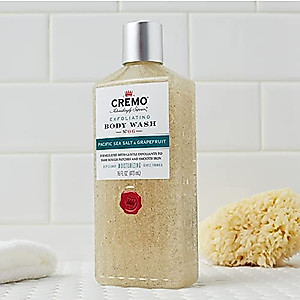 Cremo Exfoliating Pacific Sea Salt & Grapefruit Body Wash, A Refreshing Scent with Notes of Fresh Mint, Citron, Cedar and Moss, 16 Fl Oz (2-Pack)