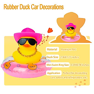MuMyer Duck Car Dashboard Decorations Rubber Duck Car Ornaments for Car Dashboard Decoration Accessories with Mini Swim Ring Sun Hat Necklace and Sunglasses