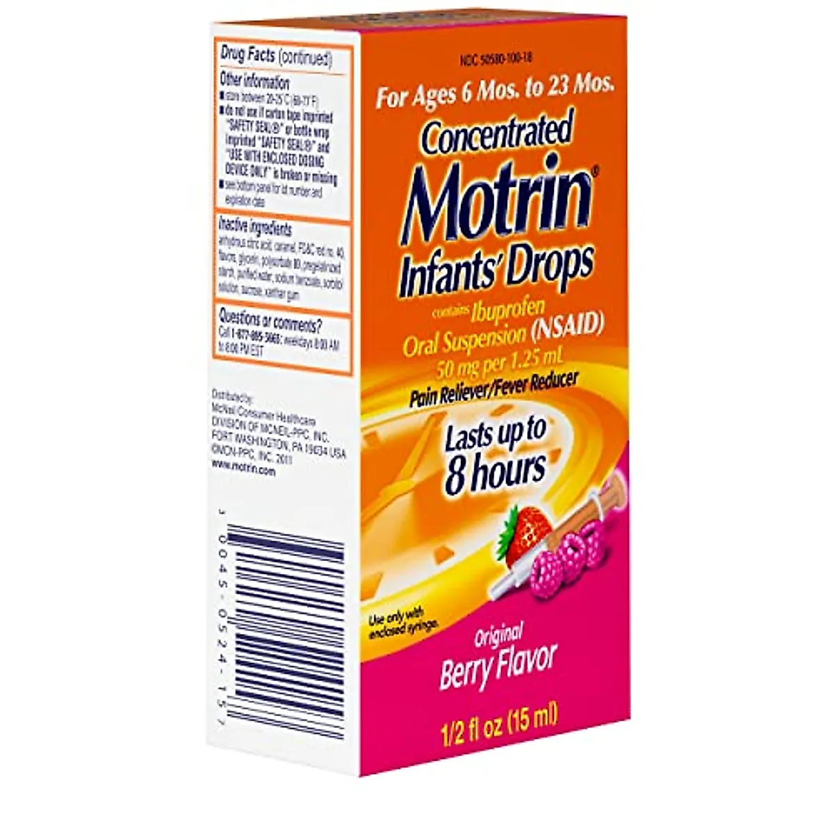 Infants' Motrin Concentrated Drops, Fever Reducer, Ibuprofen, Berry Flavored.5 Oz