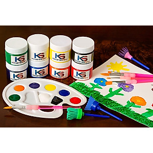 Washable Paint for Kids Set with Classic and Glitter Non-Toxic Tempera Paint Colors, Brushes, Paper & Palette – Perfect Art Supplies Kit for Painting, Crafts, and Gifts