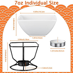 Tandefio 40 Pcs Butter Warmers for Seafood 8 Set 7oz Ceramic Butter Warmers with 32 Tea Light Candles Food Warmer Candle for Fondue Chocolate Cheese Dishwasher Microwave Oven Safe