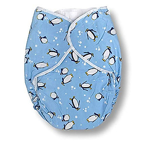 Rearz - Omutsu Bulky Fitted Nighttime Cloth Diaper (Blue - Penguins) (Large/X-Large)