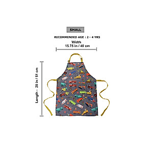DASHN PRODUCTS Kids Apron - Truck - Dual Pockets - chef kitchen cooking garden artist painting cleaning baking pottery gift boys girls