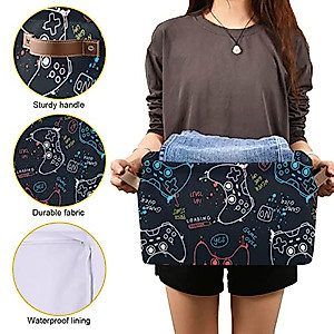 Gamer Pattern Storage Baskets Bins For Shelves Home Office Decorative Organization Collapsible Clothes Storage Box with Handles Toy Organizer