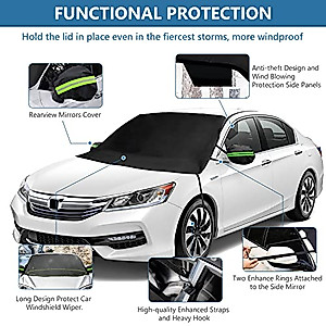 LADER Windshield Cover for Ice and Snow, Car Windshield Snow Cover, Windshield Frost Cover Ice Removal Wiper Protector, Windshield Snow Ice Cover, Fits Most Cars Trucks Vans SUVs