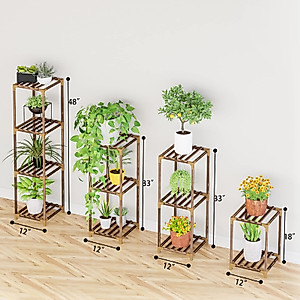 4 Pack Plant Stands Indoor, Flexible Combination Outdoor Wood Plant Stands for Multiple Plants, Plant Shelf Ladder Table Plant Pot Stand for Living Room, Patio, Balcony, Gardening Gift