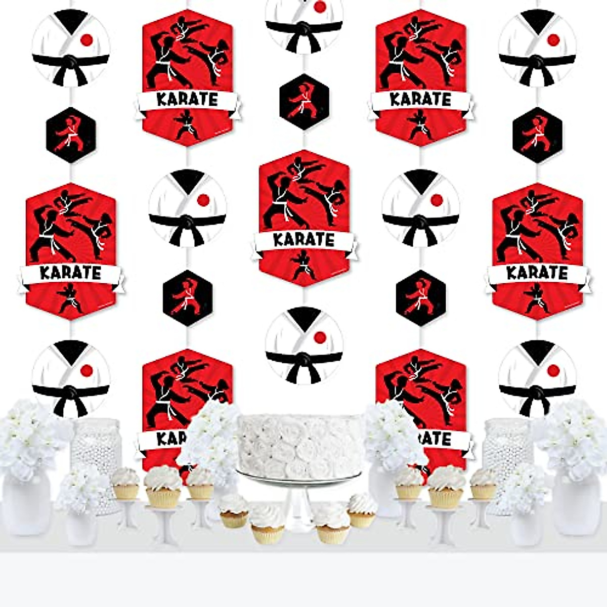Big Dot of Happiness Karate Master - Martial Arts Birthday Party DIY Dangler Backdrop - Hanging Vertical Decorations - 30 Pieces
