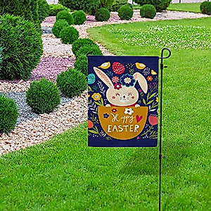 My Little Nest Seasonal Garden Flag Happy Easter Cartoon Rabbit Vertical Garden Flags Double Sided for Home Farmhouse Yard Holiday Flag Outdoor Decoration Banner 12"x18"