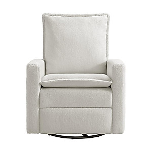 Oxford Baby Uptown Upholstered Swivel Glider and Recliner Nursery Chair, Boucle White