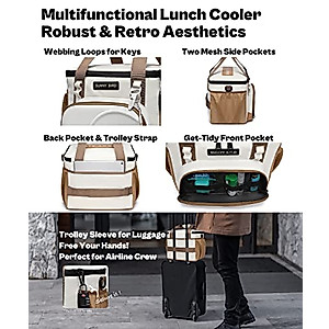 SUNNY BIRD 12L Large Insulated Lunch Bag, Leakproof and Foldable Lunch Cooler Box for Women Adult and Men, Fits 18 Cans (Ivory White 01)