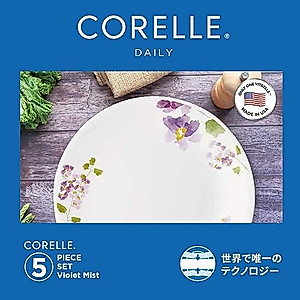 CORELLE CP-8941 Correl, 5-piece Set, Medium Plate, Deep Plate, Medium Bowl, Small Bowl, Variable Bowl, Break-Resistant, Lightweight, Microwave Safe, Oven Safe, Dishwasher Safe, Daily, Violet Mist