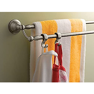 Moen Sage Collection Spot Resist Brushed Nickel 24-Inch Double-Towel Bar & Preston Collection Spot Resist Brushed Nickel 7-inch Bathroom Hand Towel Ring