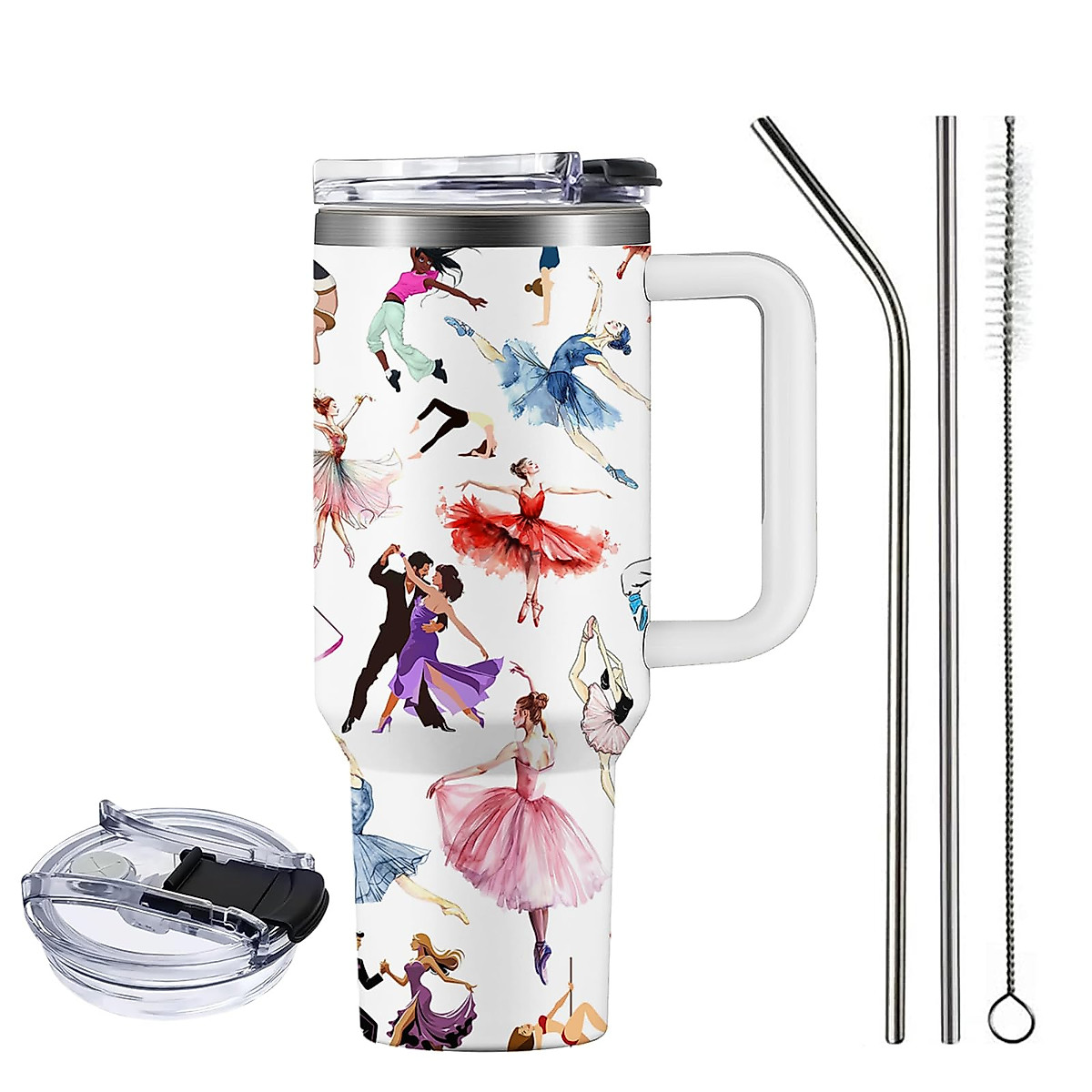 Dance Gifts for Girls, 40oz Dance Tumbler with Lid, Dance Teacher Gifts, Dance Team Gifts, Girl Dancer Gifts, Christmas Birthday Gifts for Dance Lovers Women, Just a Girl Who Loves To Dance Cup