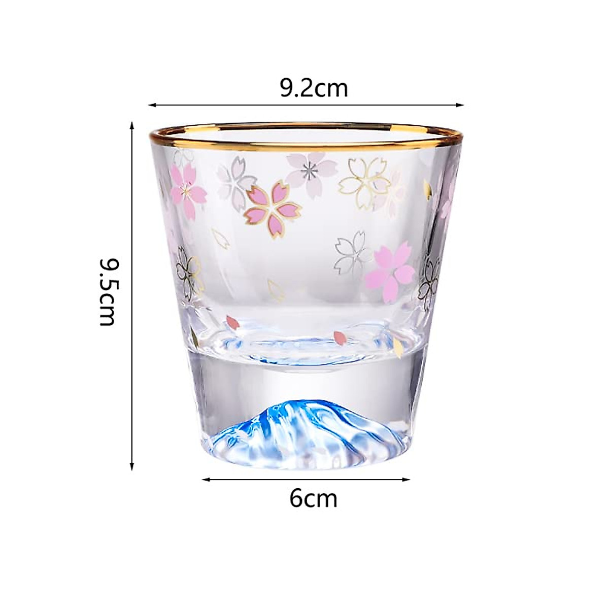 Caalio Whiskey Glass Old Fashioned Glass, Japanese Sakura and Mountain, Rocks Glass Tumbler Home Bar, Cocktail, Bourbon Scotch Cocktails Cognac Vodka, 9oz