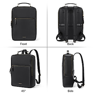 BOSTANTEN Leather Laptop Backpack for Women Large Capacity 15.6 inch Computer Bag Casual College Daypack Travel Bag Brown