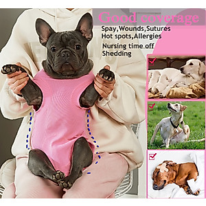 Wabdhaly Dog Surgery Recovery Suit for Female Spay,Puppy Surgical Recovery Zip Up Suit,Anti-Licking Bodysuit for Abdominal Wounds,Cone Alternative Recovery Blank Suit for Dogs