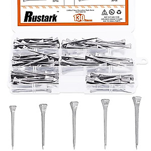 Rustark 130Pcs 5 Sizes Steel Horseshoe Nails Assortment Kit 1.6” 1.7” 1.9” 2” 2.4” E2 E3 E4 E5 E6 Horse Hoof Nails Horseshoe Tools Equipment for Horseshoes Horse Race Training