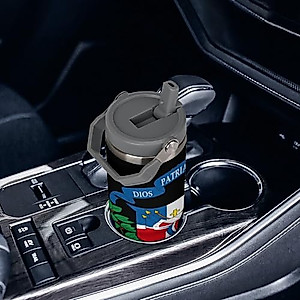 Dominican Republic Flag 30 OZ Insulated Tumblers with Handle And Straw Leakproof Vacuum Insulated Stainless Steel Water Bottle for Car Fishing Travel