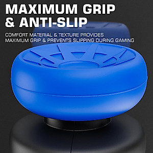 PlayRealm NO FALLING OFF Thumbstick Extender & Silicone Grip Cover 2 Sets for PS5 & PS4 Controller (Turbo Blue)