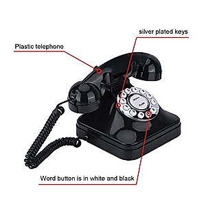 Push Button Phone, 1960&#039;S Vintage Phones Landline for Home, Antique Desk Phone Telephones Land Line, Retro Telephone with Rotary Dialler