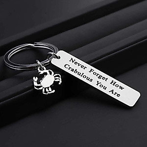 ENSIANTH Crab Keychain Crab Lover Gift Never Forget How Crabulous You are Keychain Crab Jewelry for BFF Traveler Gift (never Crab Key)