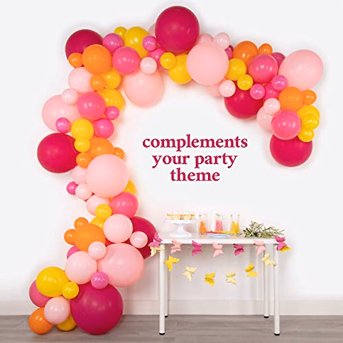 Lunar Bliss 16 ft Balloon Arch & Garland Kit | 100 Balloons, Pink, Fuchsia, Yellow | Birthday Party Decorations, Baby Shower (Pink Citrus)