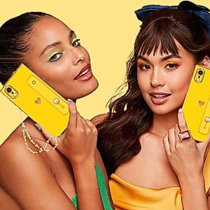 Petitian for iPhone XR Case Stand/String, Luxury Cute Women Girls Heart Electroplated Designer Phone Cases for XR, Yellow