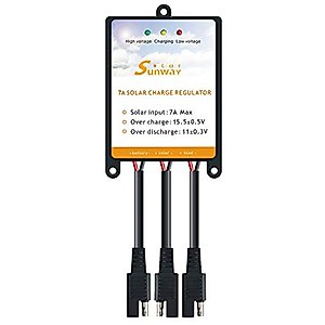Sunway Solar Panels Charge Controller 12V Battery Regulator 7A for Safe Protection of 12Volt Solar Power Battery Charger, Solar Trickle Charger & Maintainer and Solar Powered System Kit