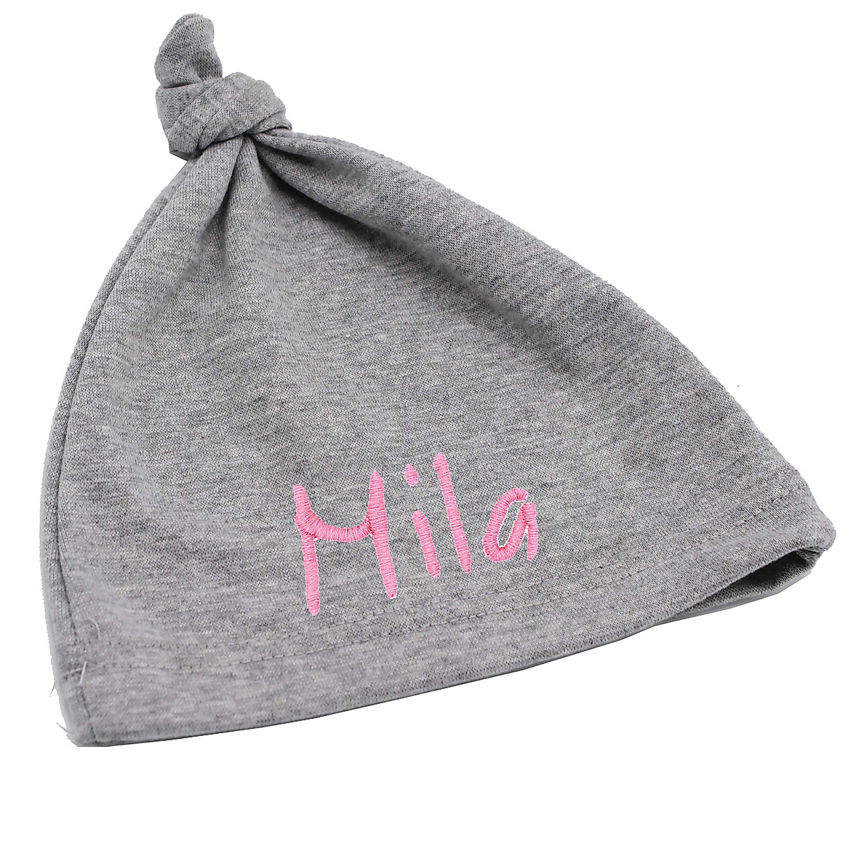 Custom Embroidered Baby Boy Girl Beanie Hat, Personalized Keepsake for Newborn, Customized Infant Gift for Baby Showers, New Parents (Grey)