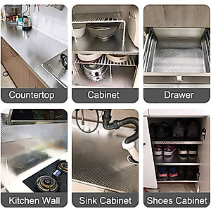 Kitchen Backsplash Stickers Wallpaper, Kitchen Stickers Self Adhesive Kitchen Aluminum Foil Stickers Oil Proof Waterproof Stove Sticker (15.7X118 Inches)