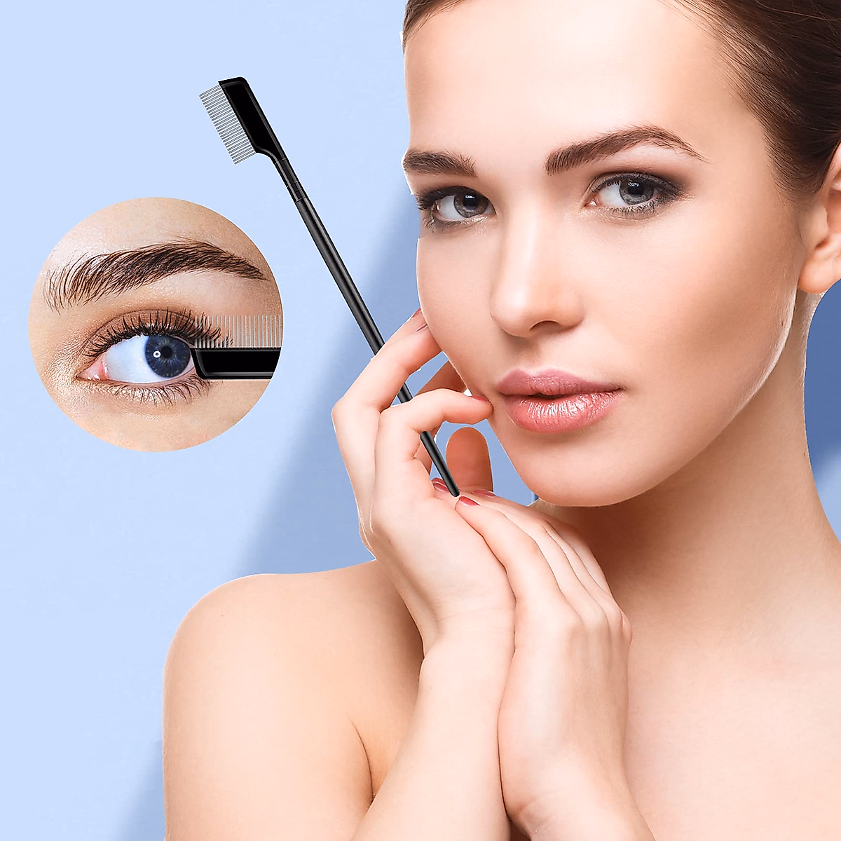 Eyelash Comb Dust2oasis Eyelash Separator Curler 2 Pcs, Eyelash Brush with Metal Teeth Mascara Separated Lash Comb, Eyebrow Brush Comb -Black