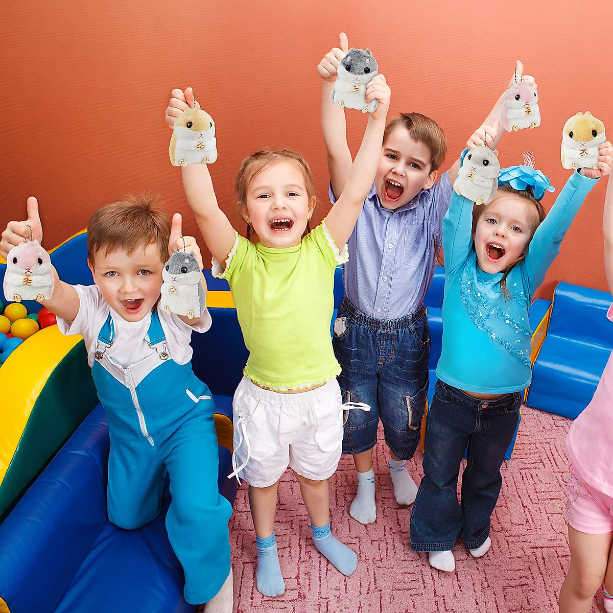 12 Pieces Cute Hamster Stuffed Animal Bulk Hamsters Plush Toy Small Stuffed Doll with Chain for Kid Boy Girl Party Favors Goodie Bag Fillers Carnival Prizes Birthday Gift, 4 Inches (Lovely Style)